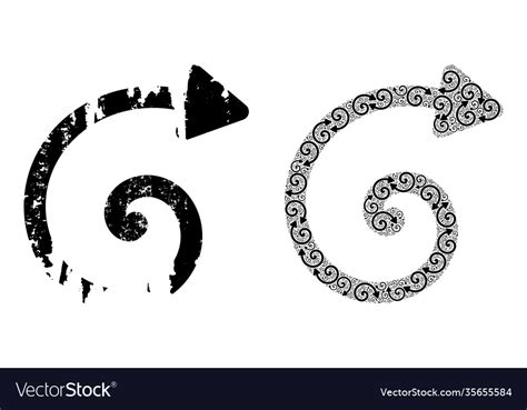 spiral arrow icon recursion collage and grunge vector image