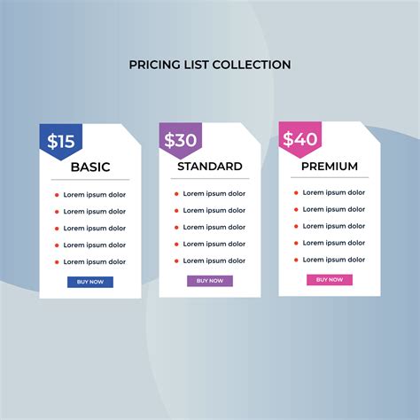 Price Table Concept In Realistic Neumorphism Vector Design Pricing Or