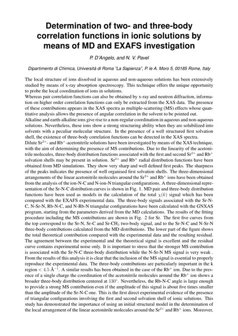 Pdf Determination Of Two And Three Body Correlation Functions In