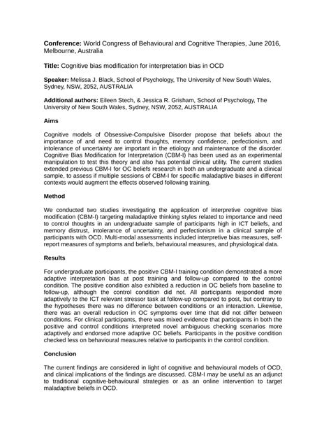 Pdf Cognitive Bias Modification For Interpretation Bias In Ocd