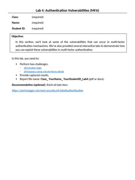 Lab 4 Authentication Vulnerabilities Mfa Pdf