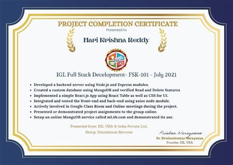 Hari Krishna Reddy Sami Reddy On Linkedin Igl Full Stack Development