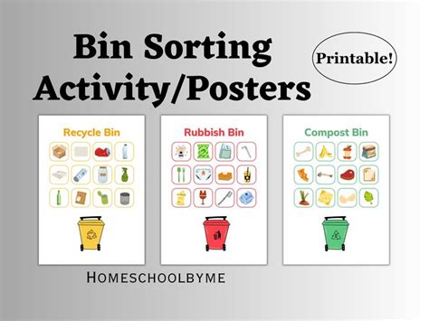 Bin Sorting Activity Printable Poster Rubbish Recycling And Compost