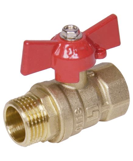 Кран шаровой латунь 11б27п1 Ду 20 G3/4" Ру16 ВР/НР бабочка красный ...