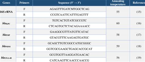 Pcr Primers Used For Final Identification Of E Coli Isolates And