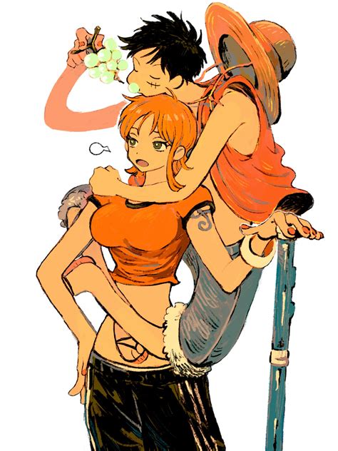 Nami And Monkey D Luffy One Piece Drawn By Makenevemoiine Danbooru