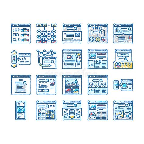 Seo Digital Optimization Strategy Icons Hand Drawn Stock Illustration Illustration Of Audit