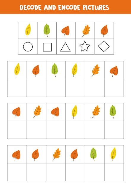 Décoder Et Encoder Des Images écrivez Les Symboles Sous De Jolies Feuilles Dautomne Vecteur