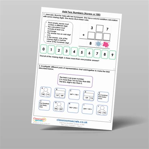 Year 3 Add Two Numbers Across A 100 Discussion Problem Resource Classroom Secrets