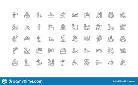 Working Ideas Linear Icons Line Signs Set Vector Collection Stock Vector Illustration Of