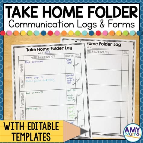 Daily Communication Log And Take Home Folder Cover Teaching