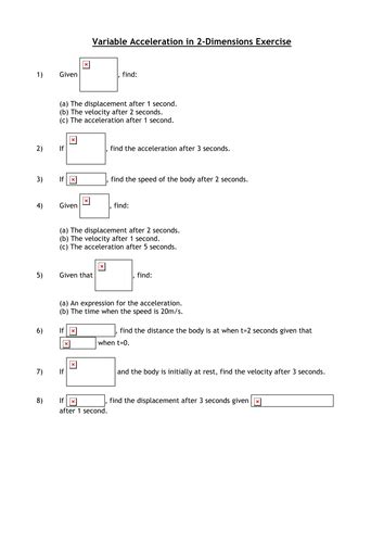 2 dimensional variable accn worksheet teaching resources