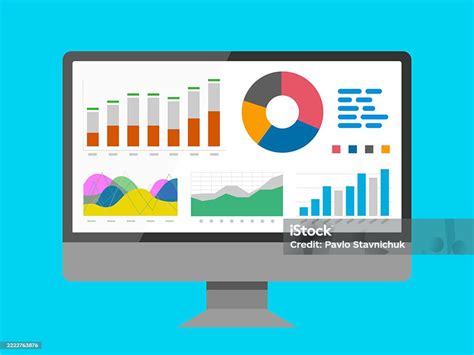 데이터 분석 및 모니터링 개념 그래프와 채팅을 표시하는 탭이 있는 보고서 대시보드 모니터 0명에 대한 스톡 벡터 아트 및 기타 이미지 0명 가상현실 개념 Istock