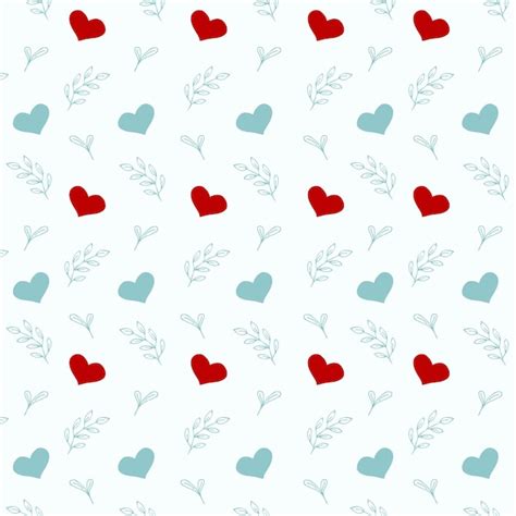 Premium Vector Semless Pattern With Hearts And Leaf