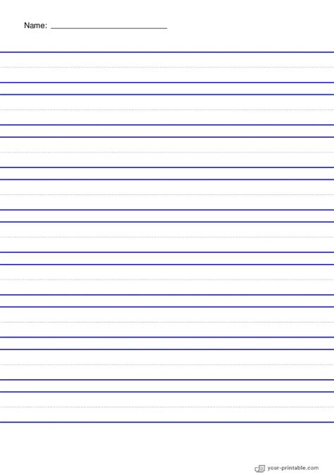 Lined Paper For 2nd Grade With Name And Dotted Line Blue 3 4 Inch Your