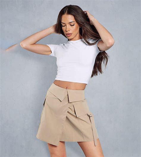Buy Misspap Folded Over Detail Utility Mini Skirt In Camel 6thstreet Qatar
