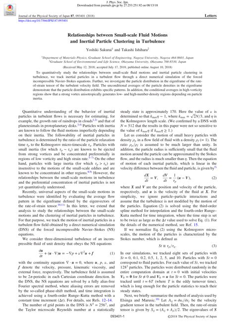 Pdf Relationships Between Small Scale Fluid Motions And Inertial Particle Clustering In Turbulence