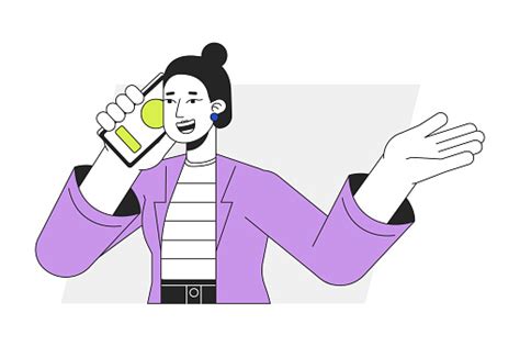 전화 통화를 통해 좋은 소식을 전하는 소녀 플랫 라인 벡터 스팟 일러스트레이션 2차 도형에 대한 스톡 벡터 아트 및 기타 이미지 2차 도형 개념 격언 Istock