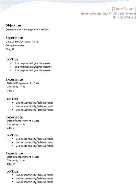 Chronological Resume Template 25 Free Samples Examples Format