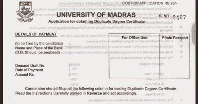 A Blog For All How To Obtain Duplicate Degree Certificate From University Of Madras