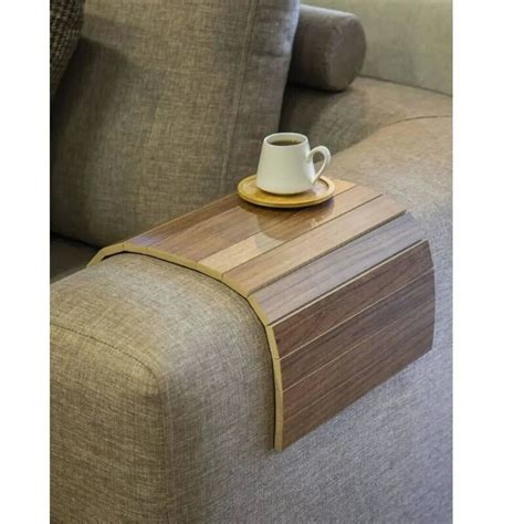 실용적인 휴대용 커피 테이블 홈 오피스 소파 가장자리 다목적 미끄럼 방지 기본 장식 세련된 호두 색상 가정용 가구