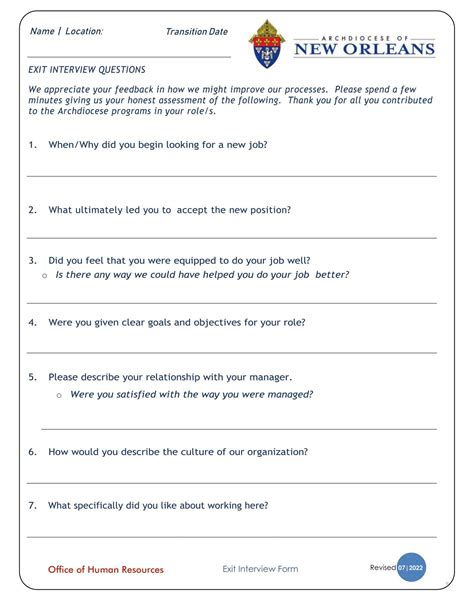 Free Printable Exit Interview Templates Word PDF Excel
