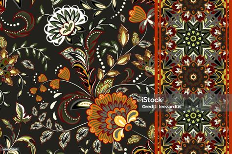 완벽 한 꽃 패턴 및 디자인에 대 한 테두리의 집합입니다 손 그리기 벡터 일러스트 레이 션입니다 꽃으로 완벽 한 배경 0명에 대한 스톡 벡터 아트 및 기타 이미지 Istock