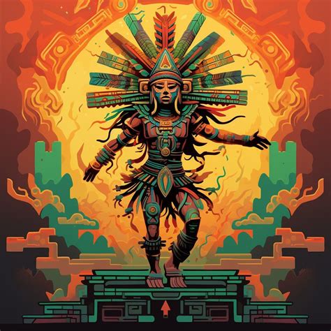 Aztec God Of Sun Mayan Wall Art Aztec Digital Print Mythological