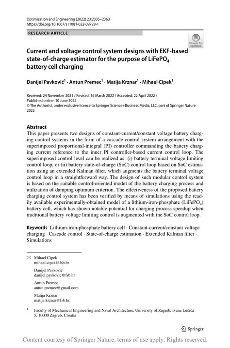 Current And Voltage Control System Designs With Ekf Based State Of