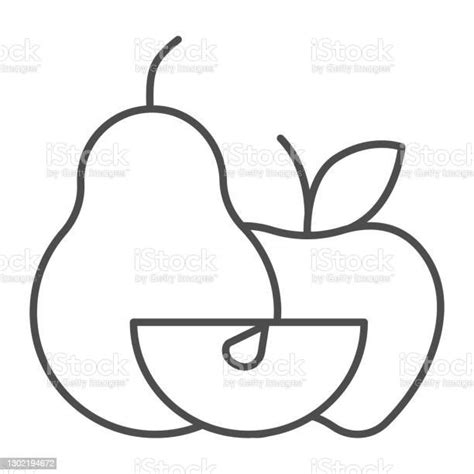 배와 사과 슬라이스 얇은 라인 아이콘 추수 감사절 개념 흰색 배경에 수확 과일 구성 기호 애플과 윤곽 스타일 배 아이콘 벡터 그래픽 0명에 대한 스톡 벡터 아트 및 기타