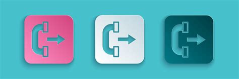 종이 컷 발신 전화 아이콘은 파란색 배경에 분리되어 있습니다 전화 기호 전화 송수화기 종이 아트 스타일 벡터 3차원 형태에 대한 스톡 벡터 아트 및 기타 이미지 Istock