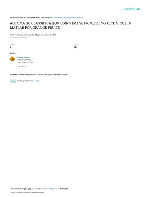 Automatic Classification Using Image Processing Technique In Matlab For Orange Fruits Pdf