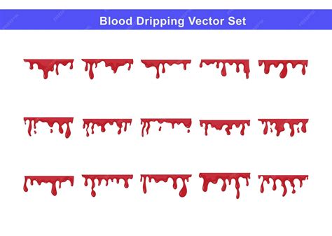 Collection Of Red Dripping Blood Elements Premium Vector