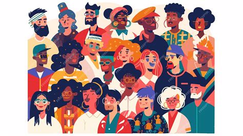 Diverse Abstract Characters Group Portrait Inclusive Premium Ai