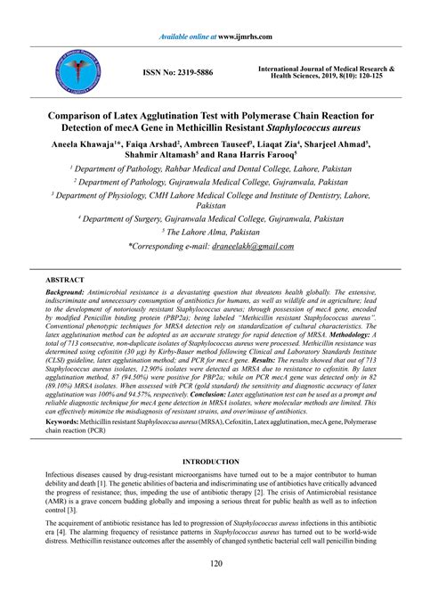 Solution Comparison Of Latex Agglutination Test With Polymerase Chain Reaction For Detection Of