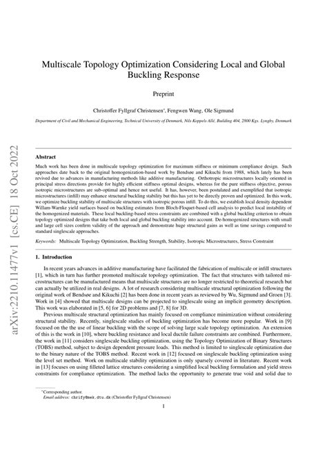 Pdf Multiscale Topology Optimization Considering Local And Global Buckling Response