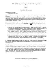 Lab 7 Pdf CSE 1321L Programming And Problem Solving I Lab Lab 7