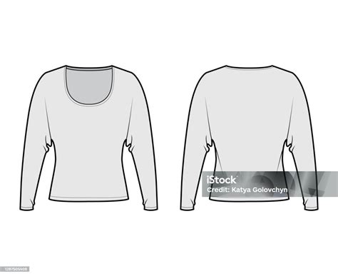 롱 돌만 슬리브 테크니컬 패션 일러스트와 허리 길이 라운드 네크라인 플랫 0명에 대한 스톡 벡터 아트 및 기타 이미지 0명 T 셔츠 검은색 Istock