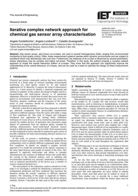 Pdf Iterative Complex Network Approach For Chemical Gas Sensor Array