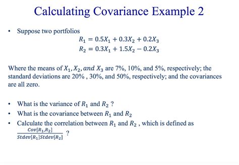 Solved Calculating Covariance Example 2 • Suppose Two
