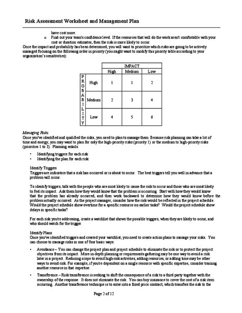 Joint Commission Risk Assessment Template Prntbl