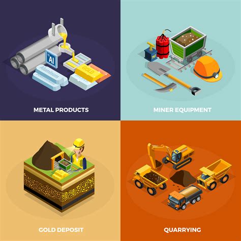 Mining Concept Isometric Icons Set 483706 Vector Art At Vecteezy