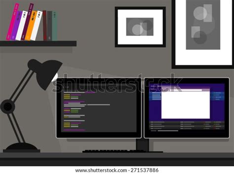 Coding Programming Dual Monitor Web Development Stock Vector Royalty Free 271537886 Shutterstock