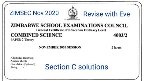 Zimsec November 2020 Combined Science Paper 2 Chemistry Section Solutions Youtube