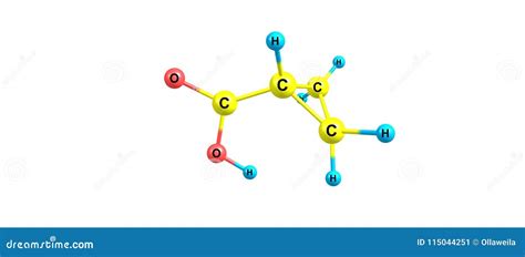 Cyclopropane Carboxylic Acid Molecular Structure Isolated On White