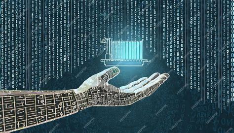 Premium Photo Smart Industry 40 Icon Made With Binary Code In Wireframe Hand Factory