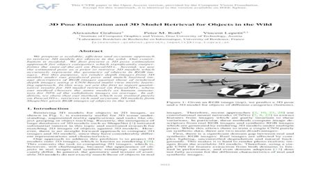 3d Pose Estimation And 3d Model Retrieval For Objects In · 3d Pose Estimation And 3d Model
