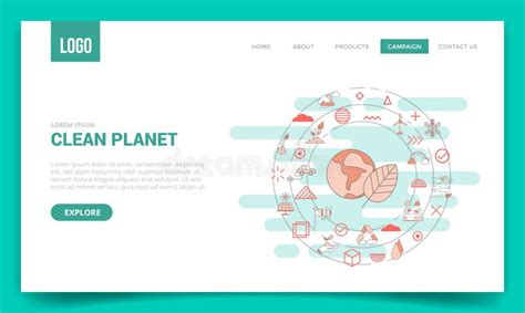 Clean Planet Concept With Circle Icon For Website Template Or Landing