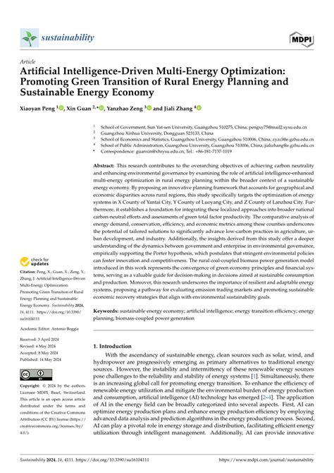 PDF Artificial Intelligence Driven Multi Energy Optimization Promoting Green Transition Of
