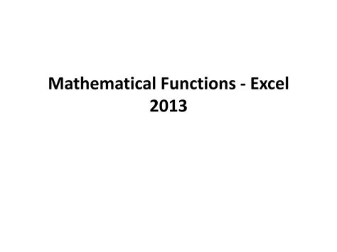 2 Mathematical Functions In Excel Pdf